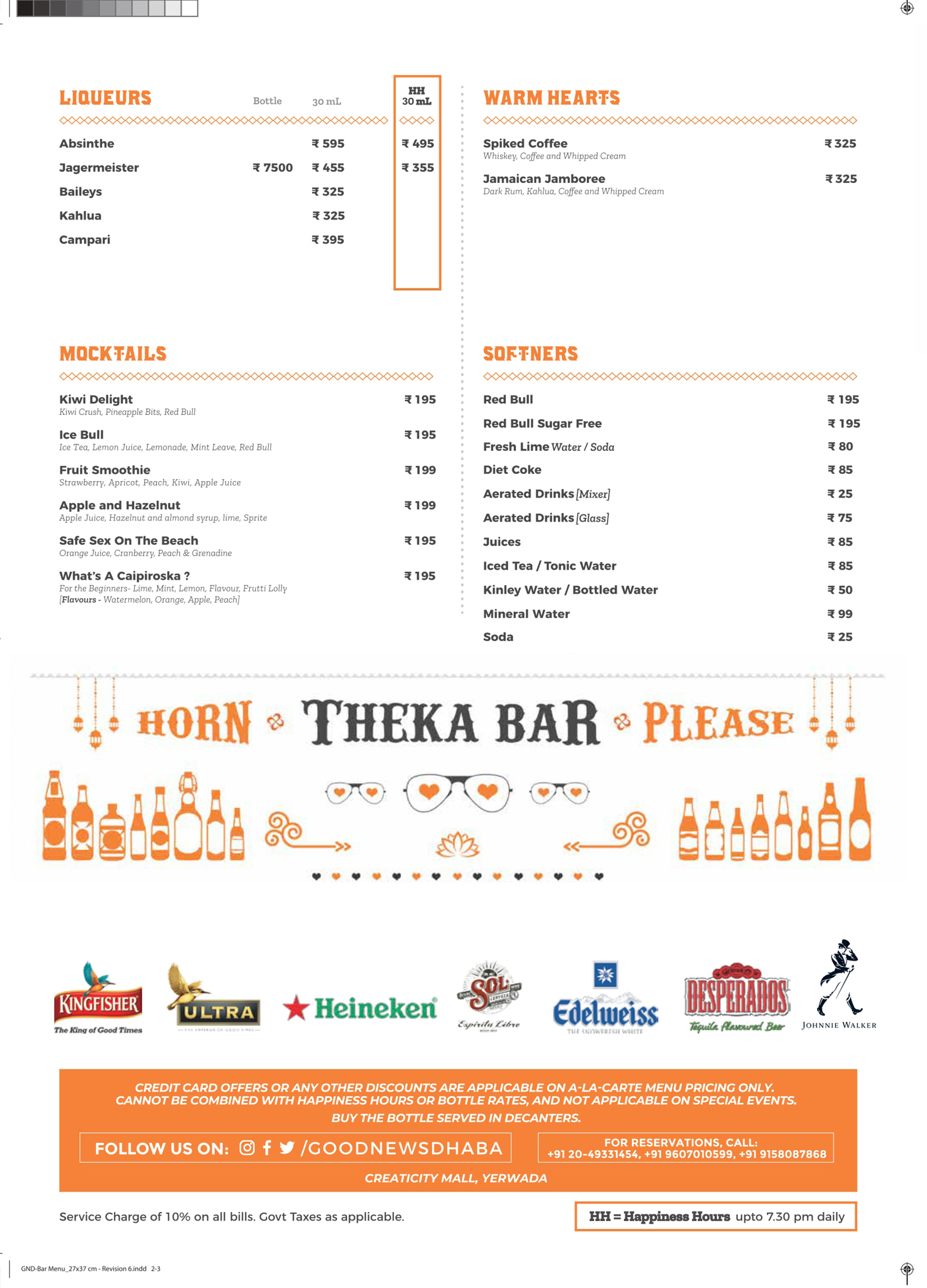 Menu | Good News Dhaba